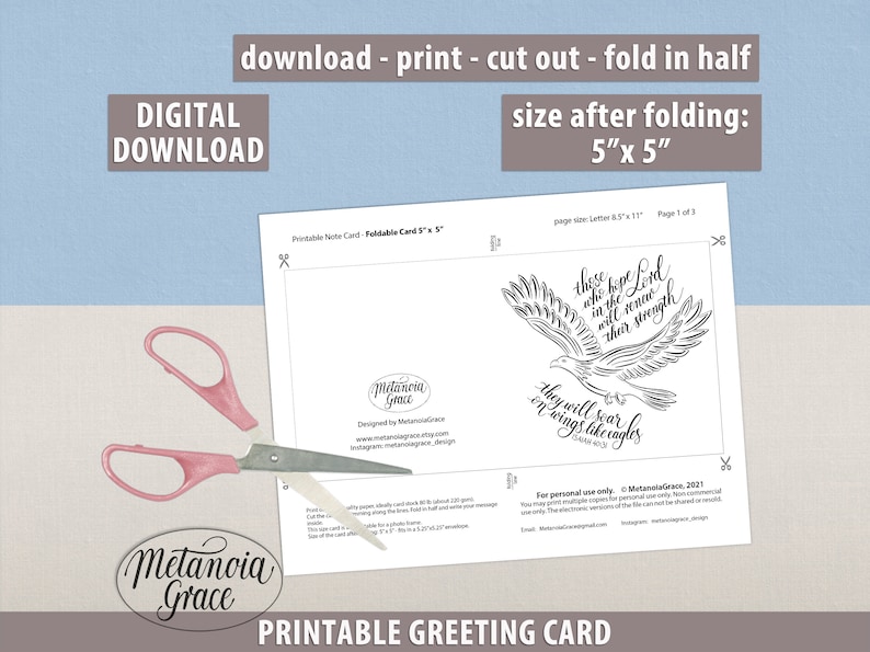 Isaiah 40:31, Soar on Wings Like Eagles, Printable Bible Verse Card ...