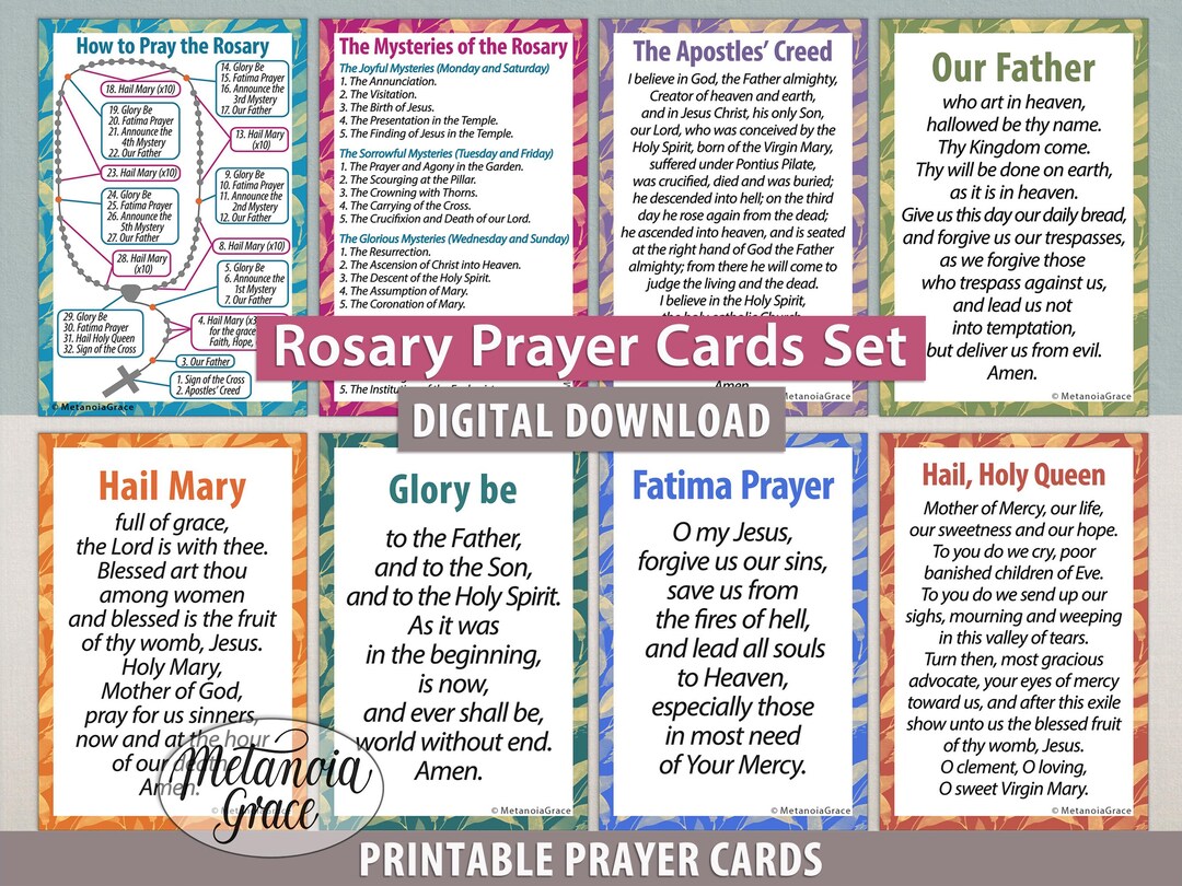 How to Pray the Rosary, Mysteries of the Rosary, Printable Catholic ...