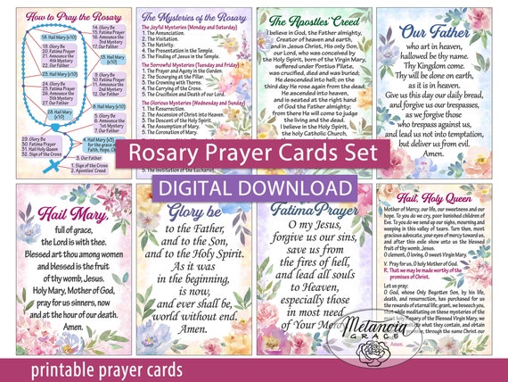 Rosary Prayer Cards Mysteries of the Rosary How to Pray the - Etsy
