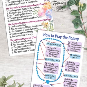 Printable Rosary Prayer Cards, Holy Rosary Diagram, Our Lady Rosary ...
