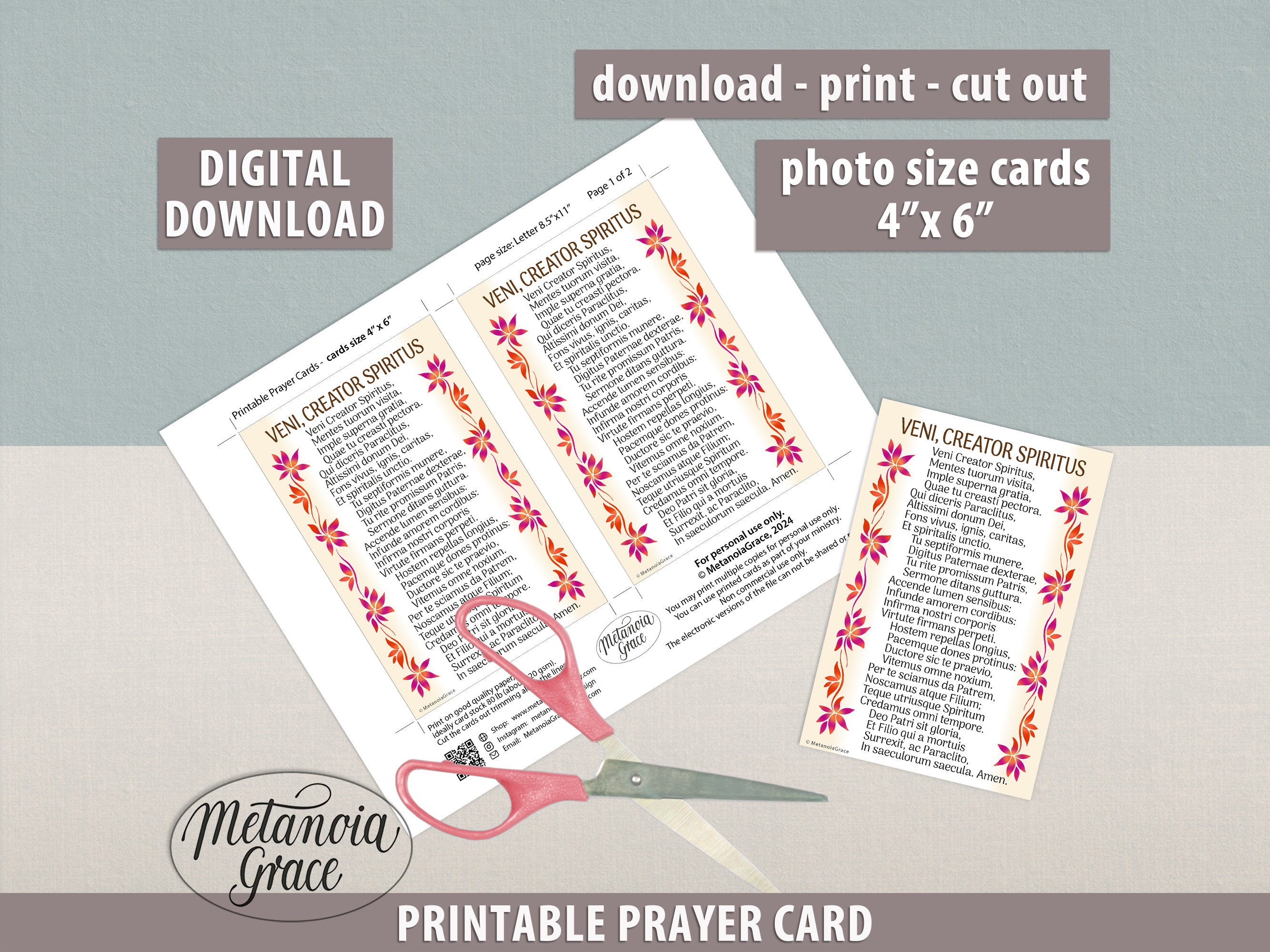 Veni Creator Spiritus, Printable Pentecost Holy Spirit Hymn, Come ...