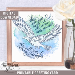 Soar on Wings Like Eagles, Printable Bible Verse Note Card, Isaiah 40: ...