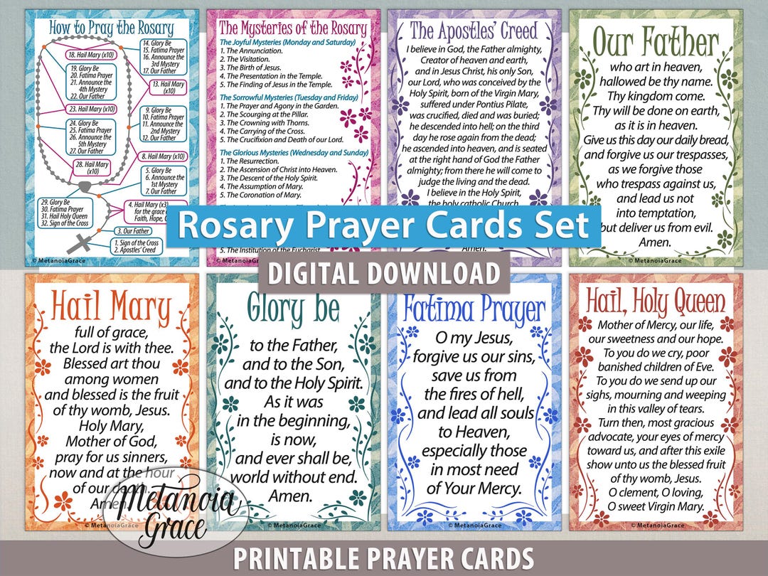 Rosary Guide, Printable Catholic Rosary Prayer Cards, How to Pray ...