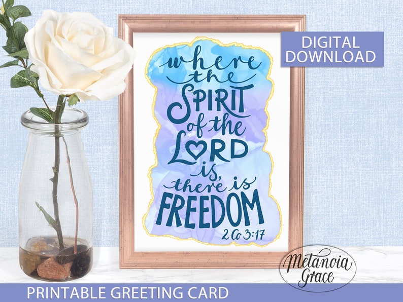 Bible Verse Freedom Printable Card the Spirit of the Lord - Etsy