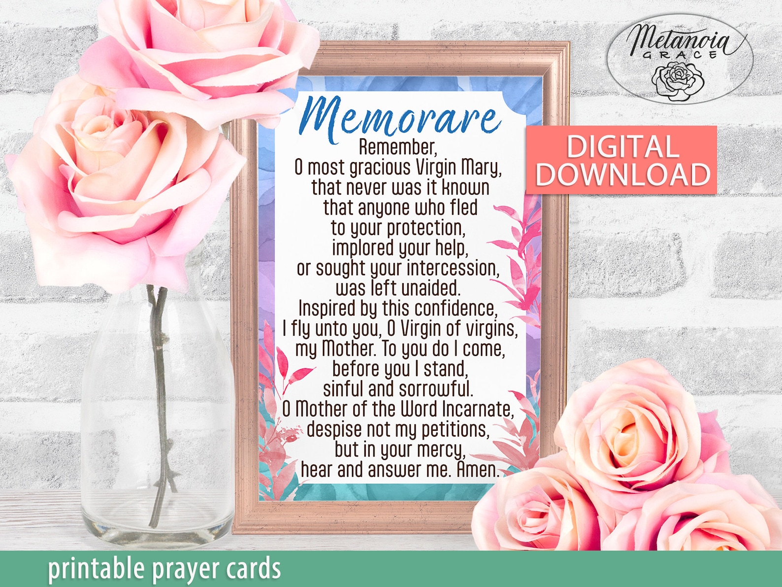 Printable Catholic Prayers Set Memorare Angelus Eternal - Etsy
