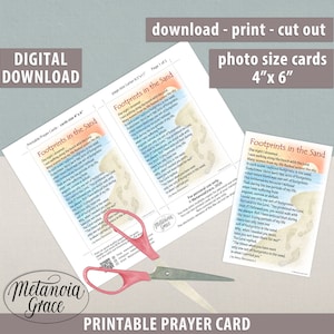 Footprints in the Sand Card, Printable Footsteps in the Sand Prayer ...