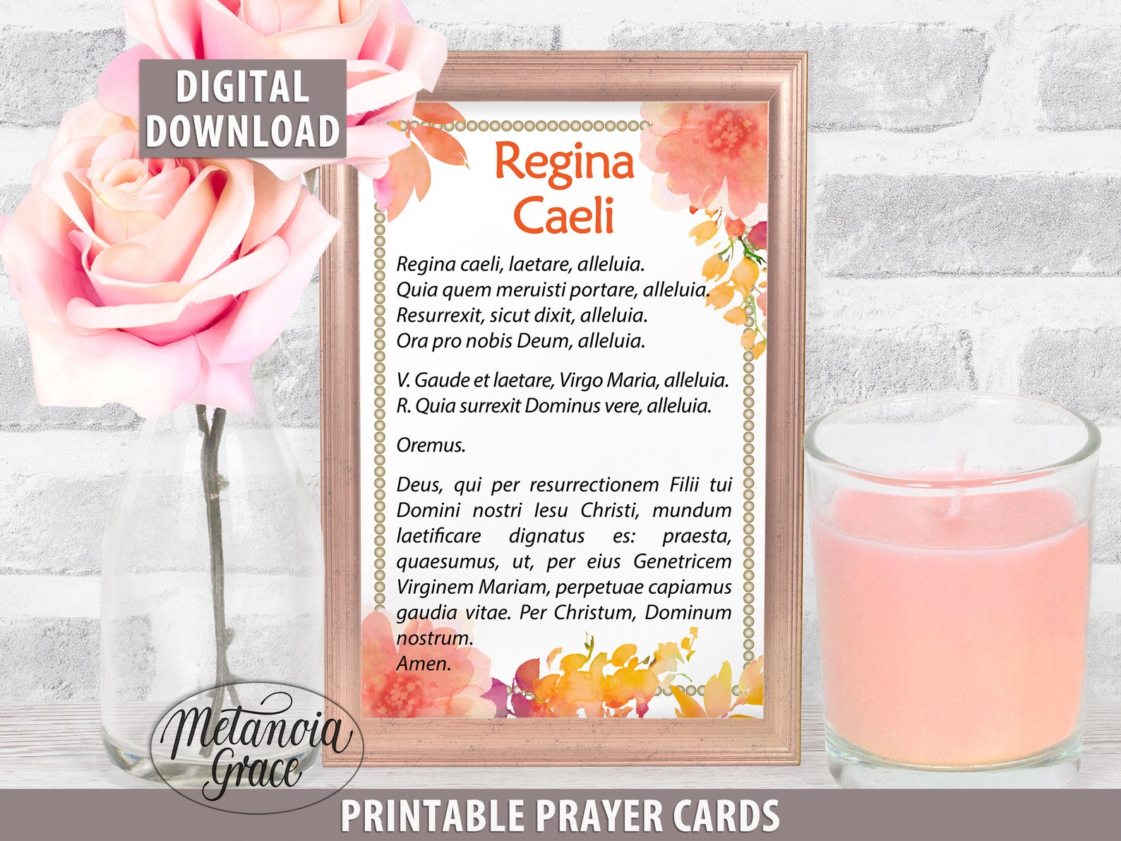 Regina Caeli, Queen of Heaven, Printable Prayer Card, Catholic Easter ...
