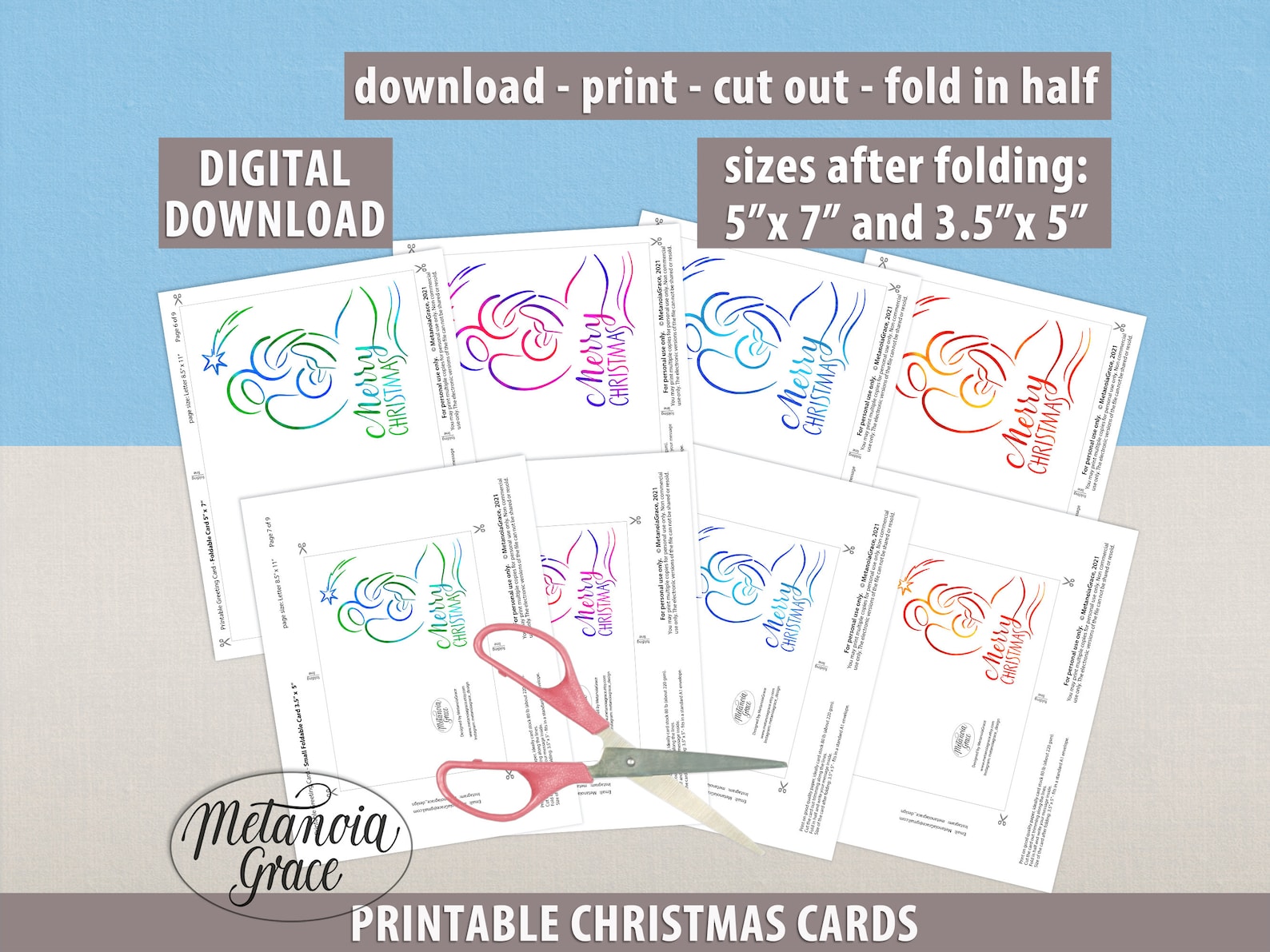 Printable Christian Christmas Cards Set of 4 Religious - Etsy