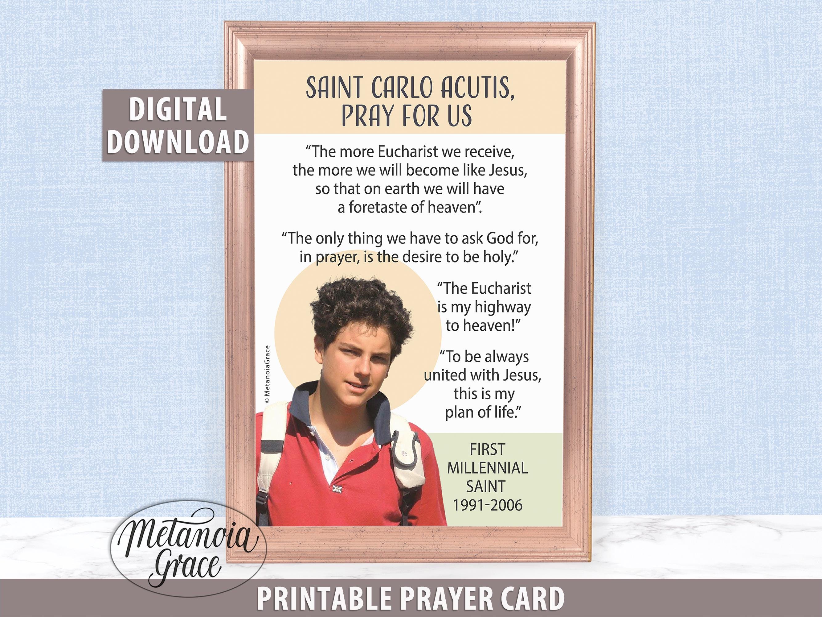 Saint Carlo Acutis Prayer Card, Inspiring Quotes by Saint Carlo Acutis ...