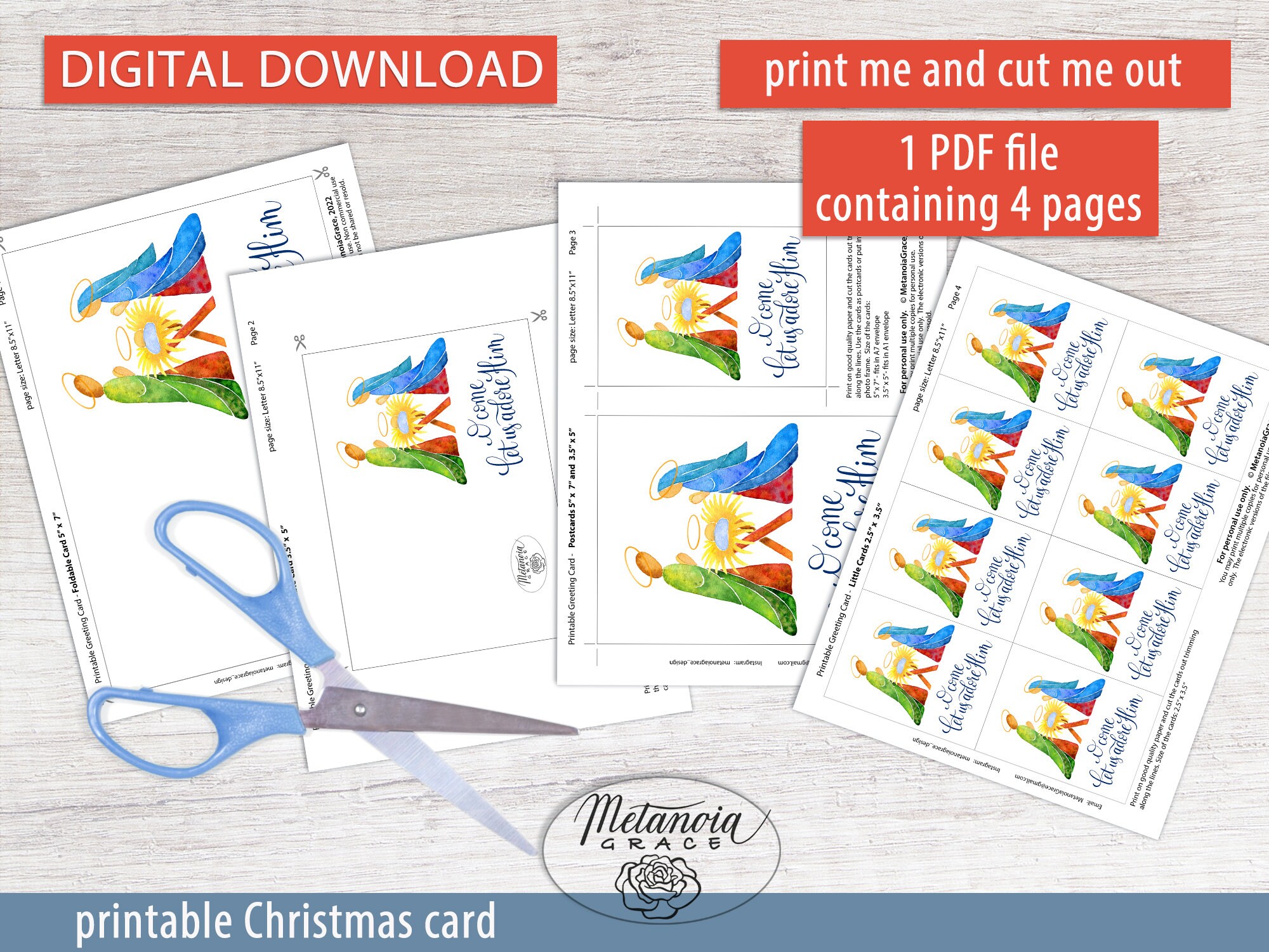 Printable Nativity Christmas Card Religious Christmas Card O - Etsy UK