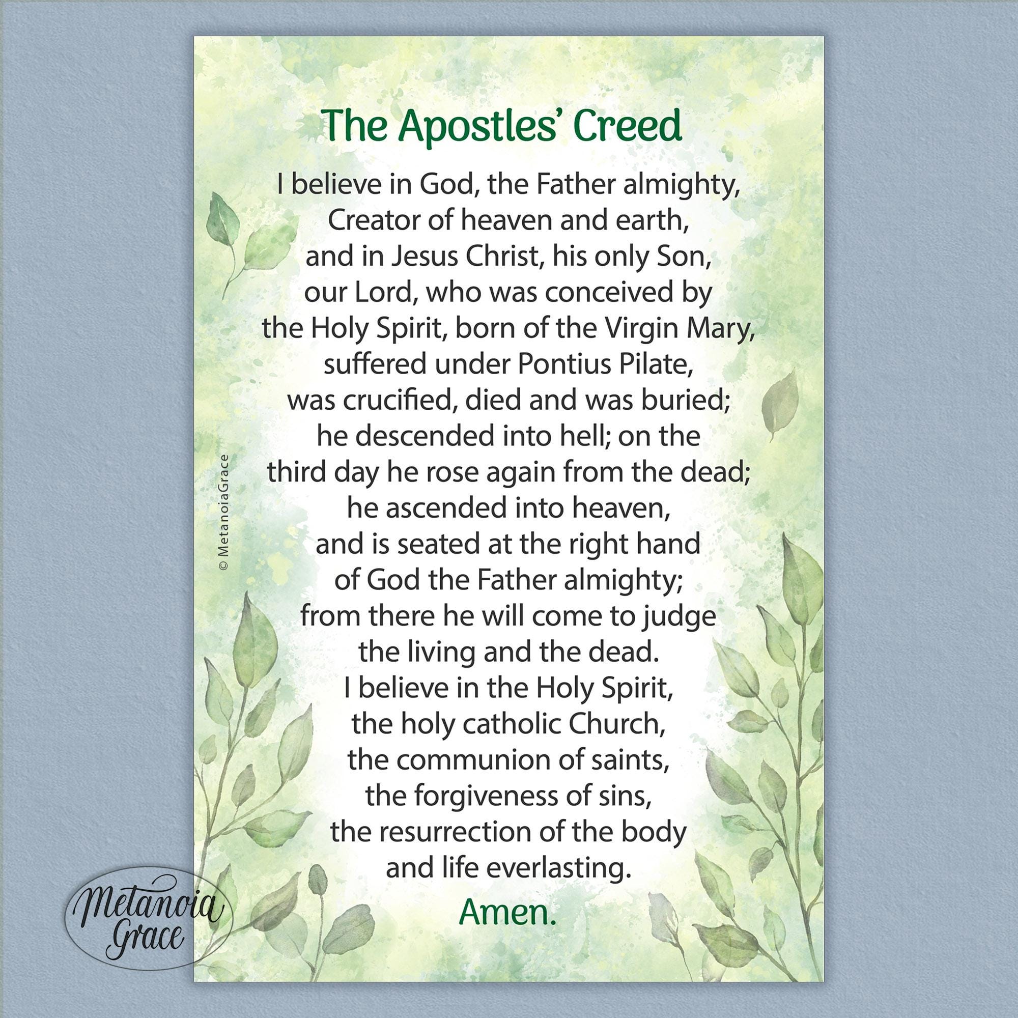 Nicene Creed, Apostles Creed, Printable Creed Prayer Cards, I Believe ...