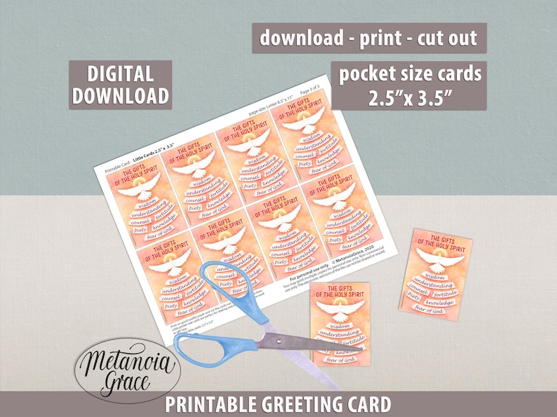 Gifts of the Holy Spirit Note Card, Printable Confirmation Card ...