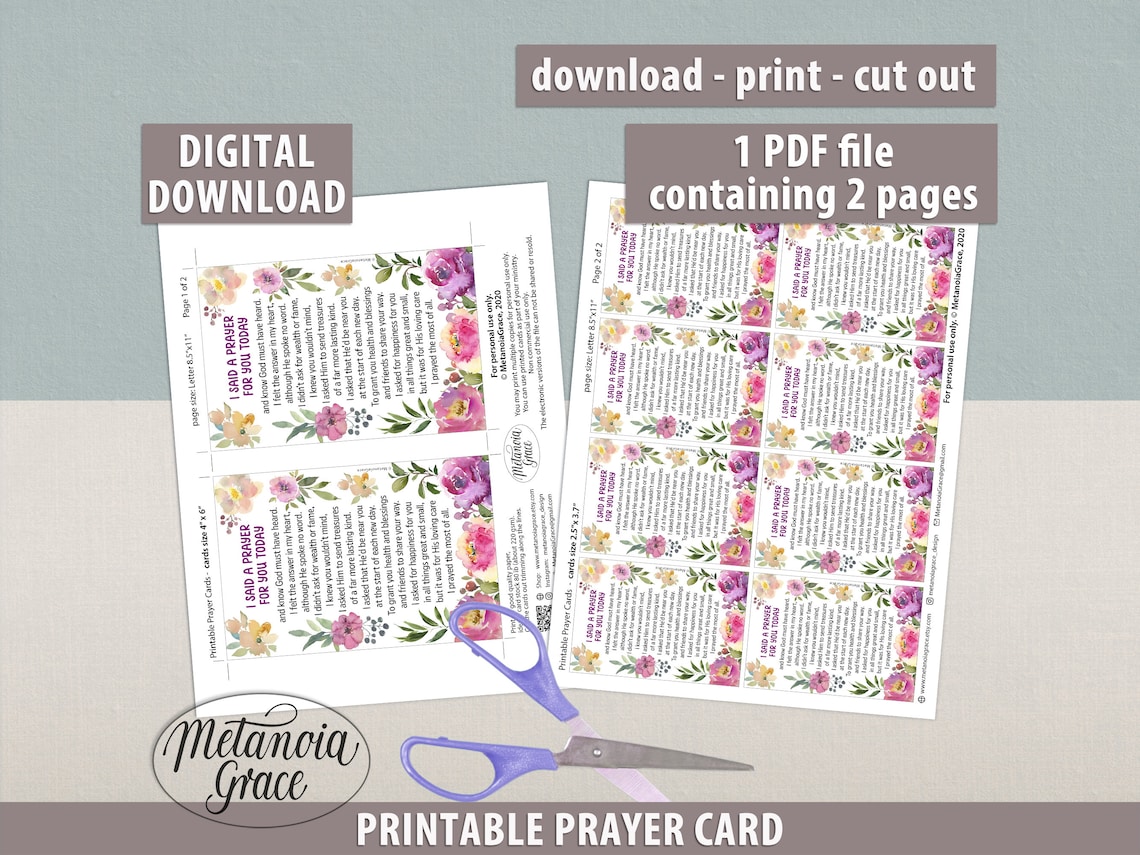 I Said a Prayer for You Today, Printable Prayer for Friend, Prayer Gift ...