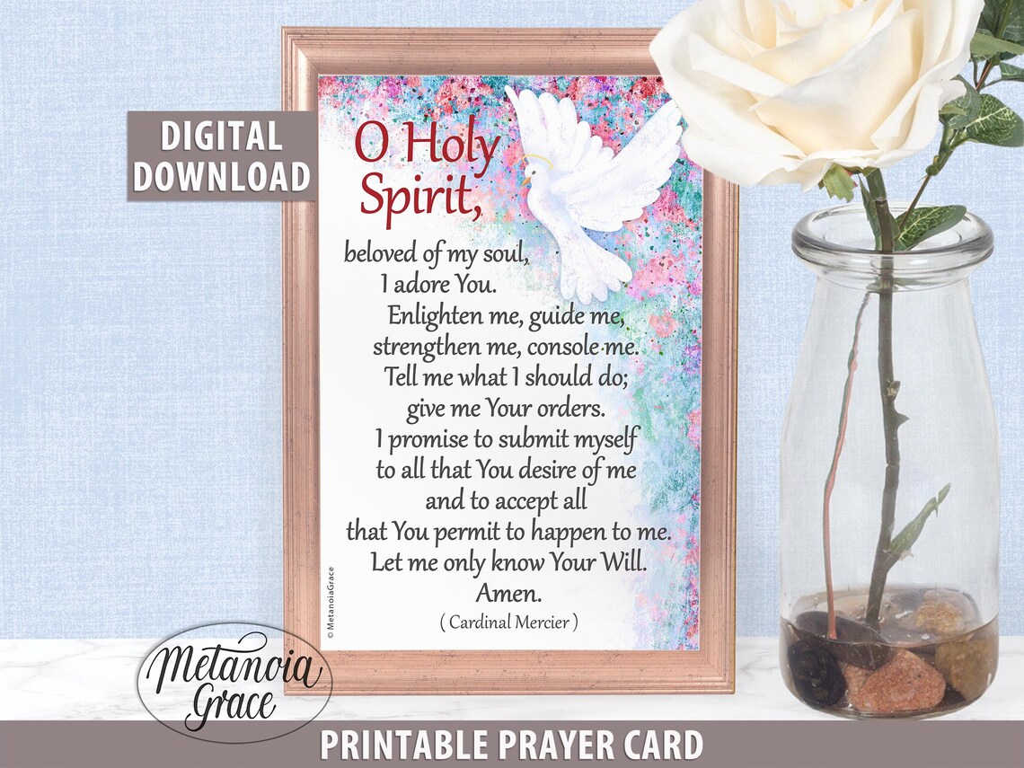 Printable Cardinal Mercier Prayer Card, O Holy Spirit Beloved of My ...