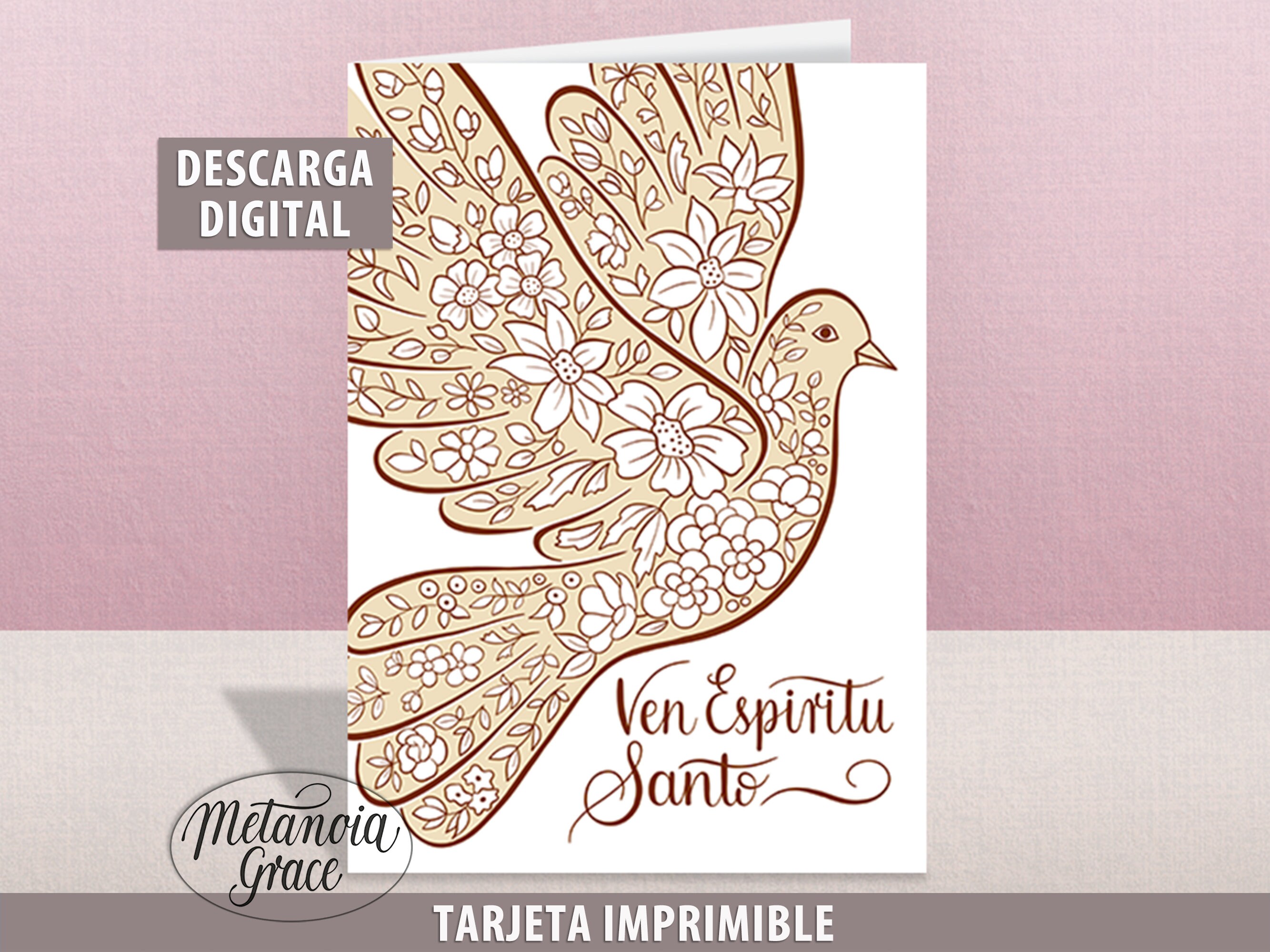 Ven Espiritu Santo, Printable Note Card in Spanish, Dove Confirmation ...