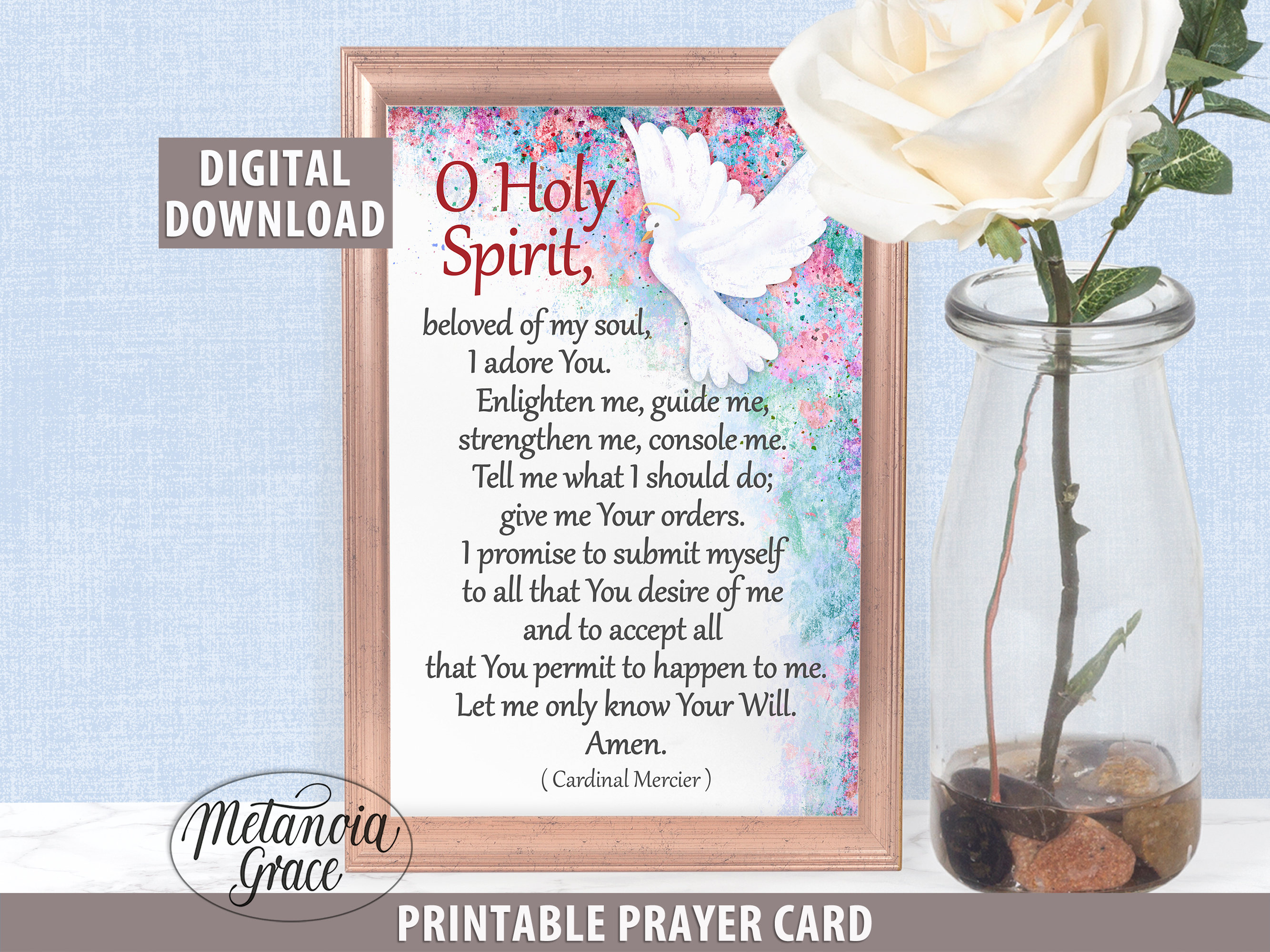 Printable Cardinal Mercier Prayer Card, O Holy Spirit Beloved of My ...