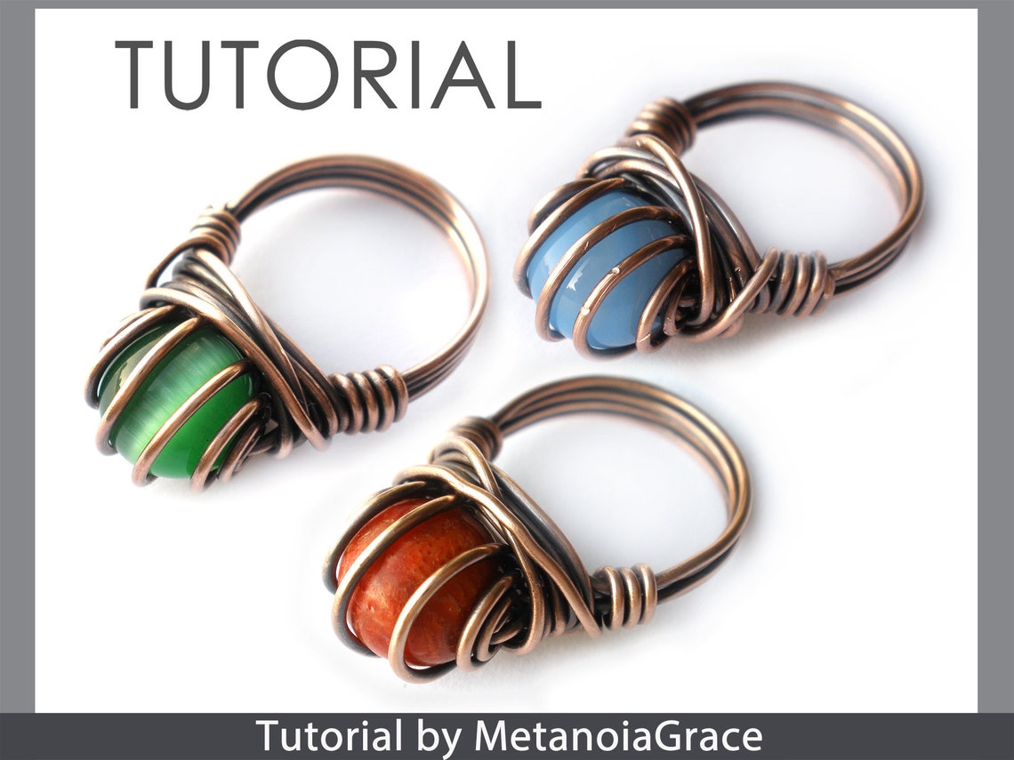 Wire Ring Tutorial, Wire Jewelry Pattern, Beading Ring Tutorial, Wire ...