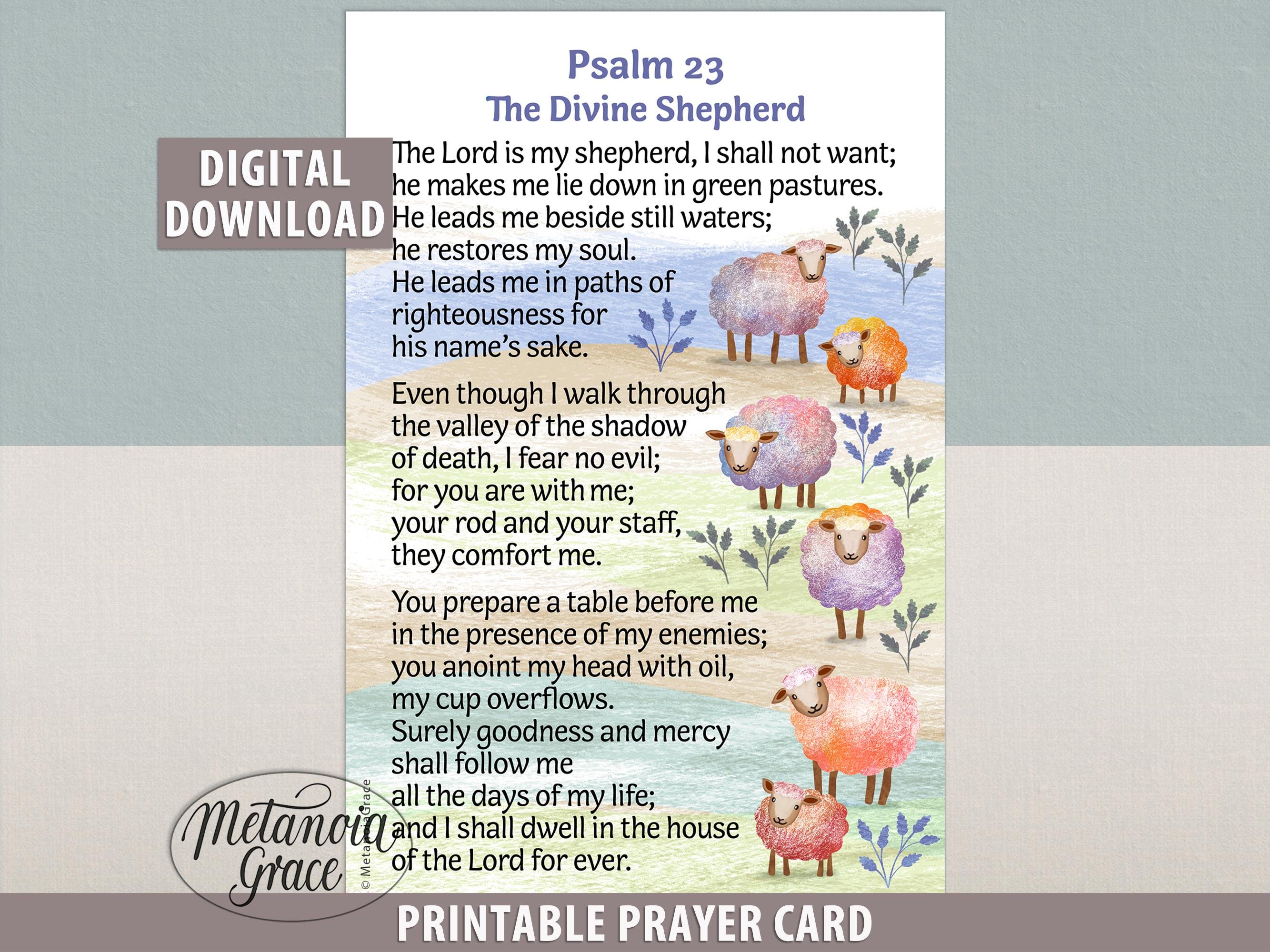 Psalm 23 Printable Prayer Card, the Lord is My Shepherd I Shall Not ...