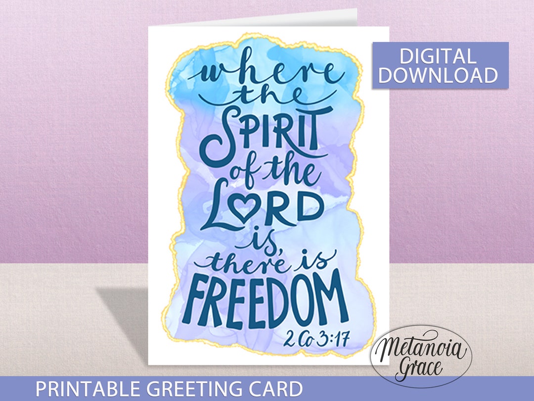 Bible Verse Freedom Printable Card, the Spirit of the Lord, Bible Quote ...