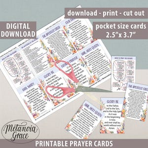 Printable Catholic Rosary Prayer Cards Set, How to Pray the Rosary ...