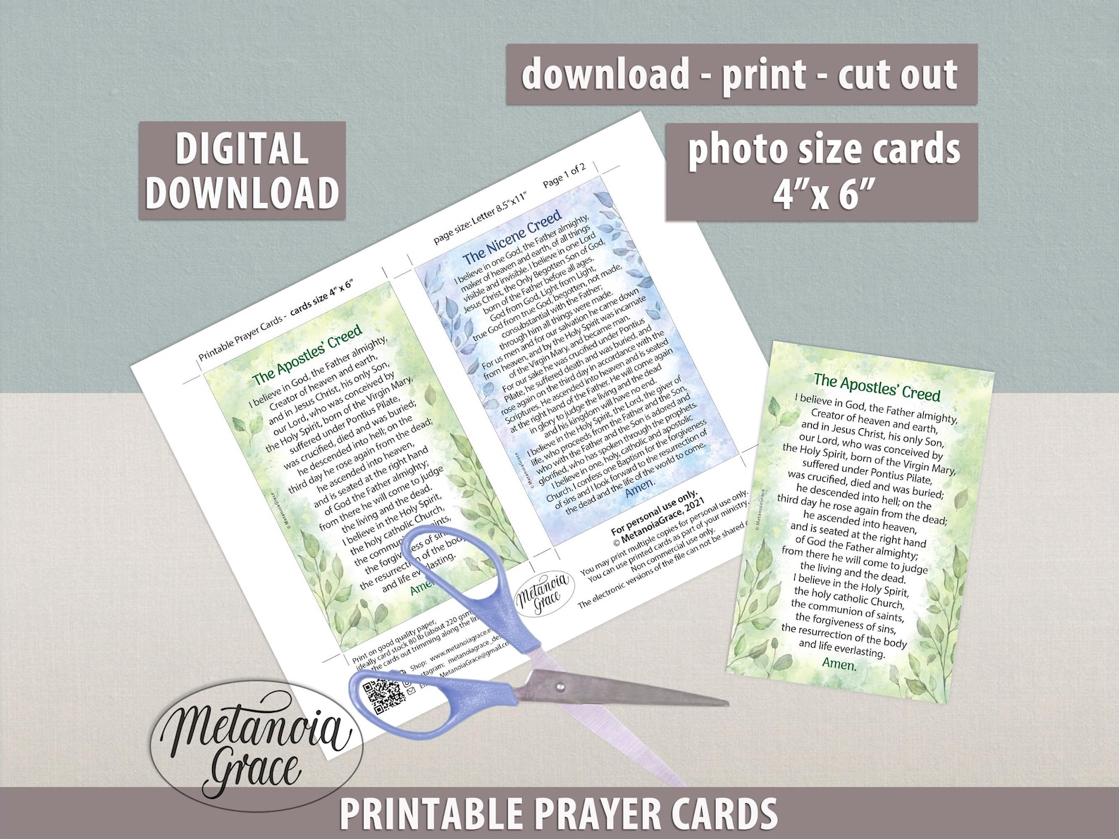 Nicene Creed, Apostles Creed, Printable Creed Prayer Cards, I Believe ...