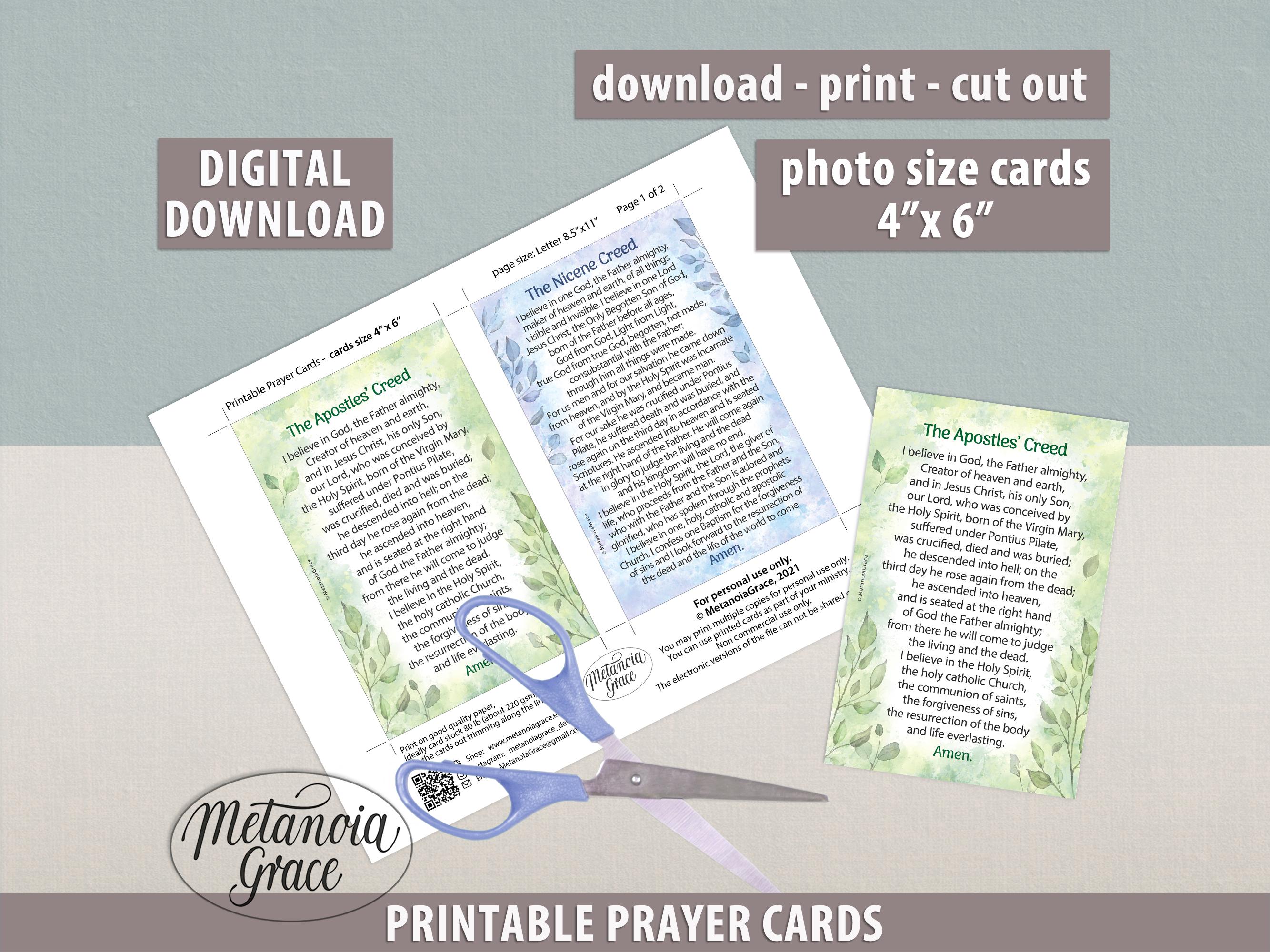 Nicene Creed, Apostles Creed, Printable Creed Prayer Cards, I Believe ...