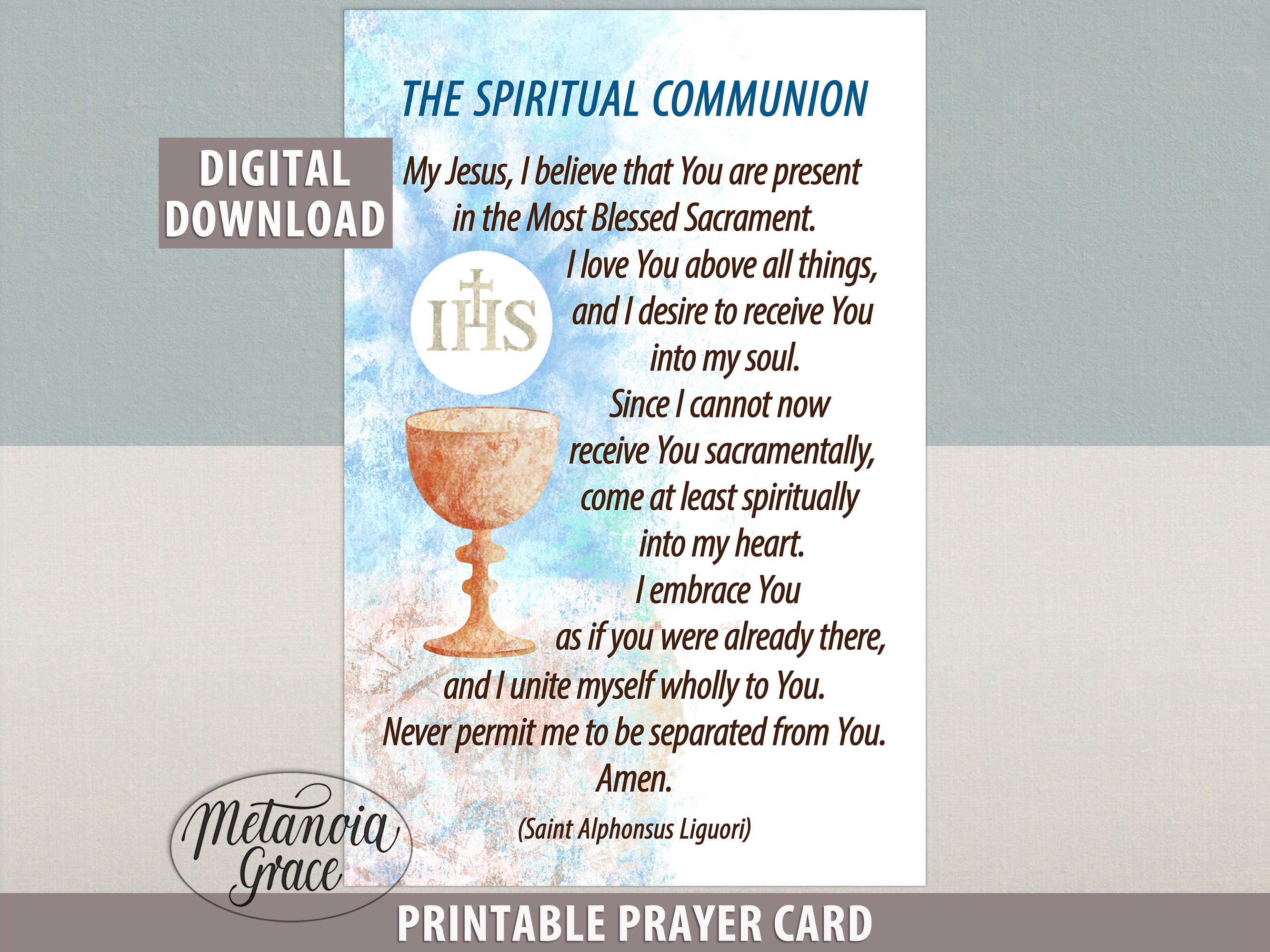 The Spiritual Communion, an Act of Spiritual Communion, My Jesus I ...