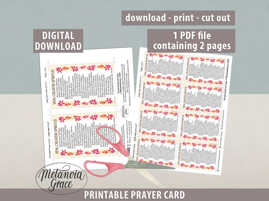 Veni Creator Spiritus, Printable Pentecost Holy Spirit Hymn, Come ...