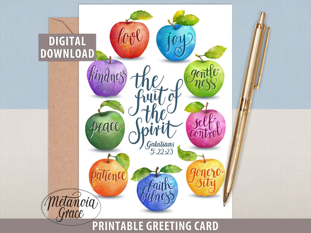 Fruits of the Spirit Note Card, Printable Confirmation Card, Holy ...