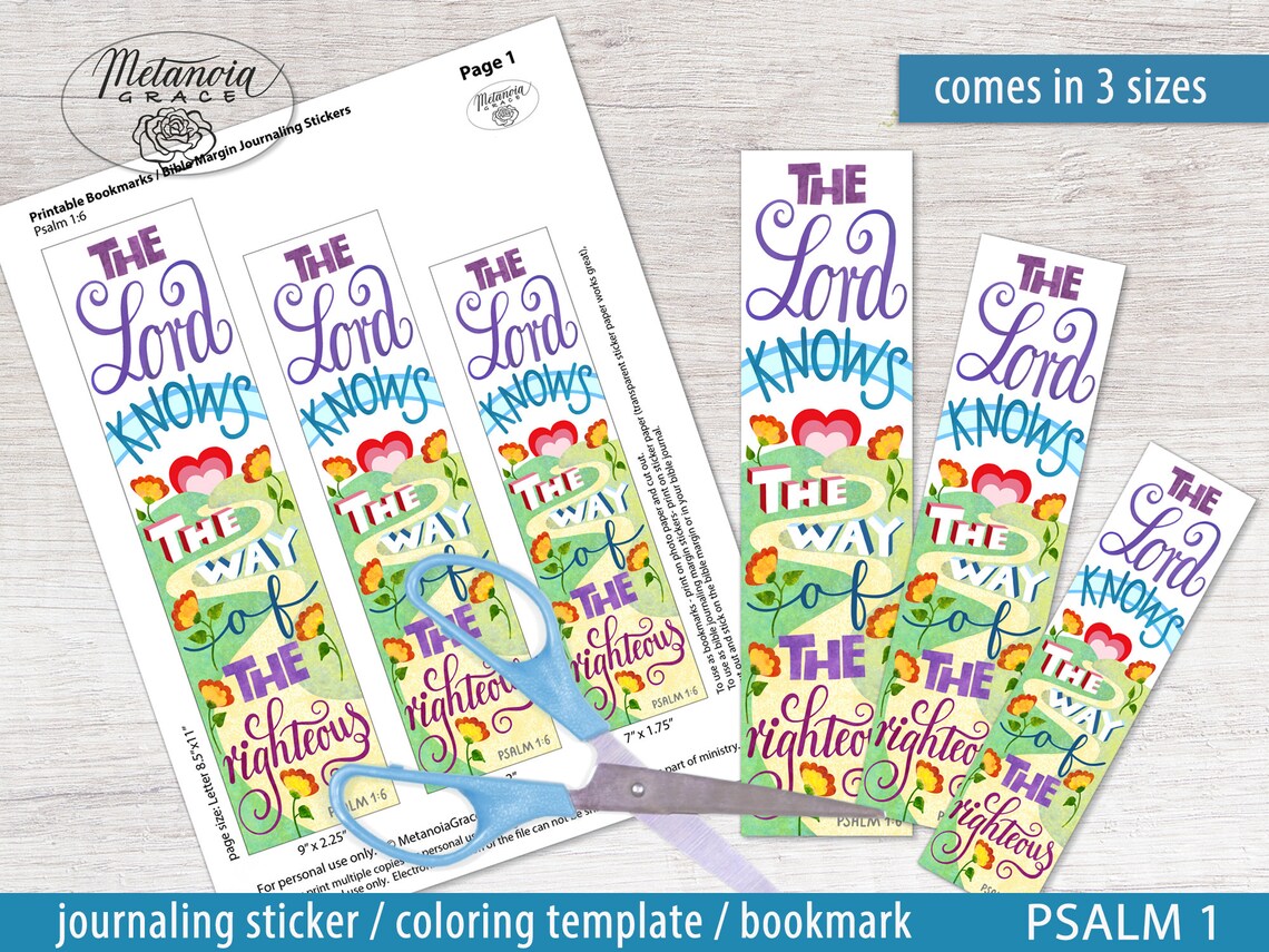 Psalm 1:6 Bible Journaling Sticker, Coloring Bible Bookmark, Traceable ...