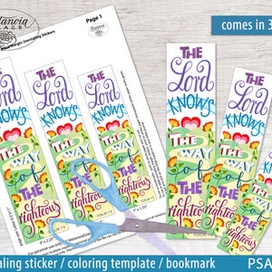 Psalm 1:6 Bible Journaling Sticker, Coloring Bible Bookmark, Traceable ...