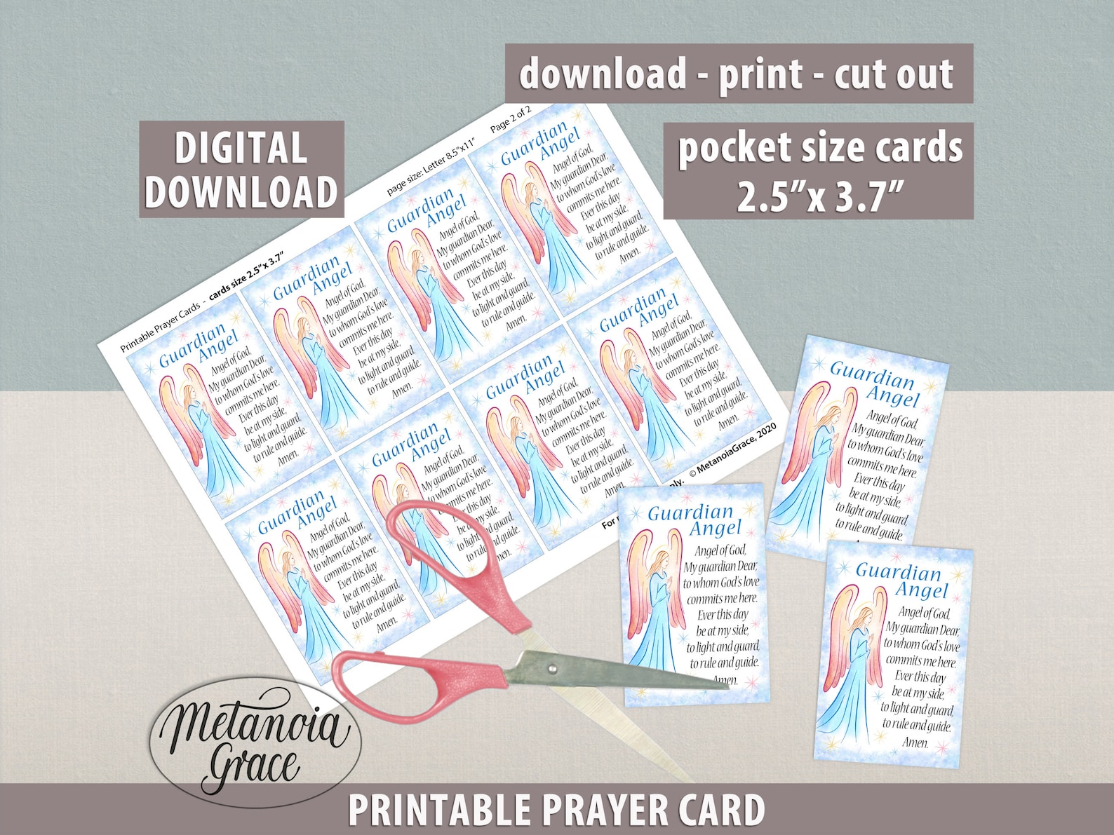 Guardian Angel Prayer, Printable Guardian Angel Card, Angel of God My ...