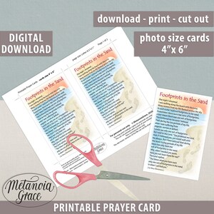 Footprints in the Sand Card, Printable Footsteps in the Sand Prayer ...