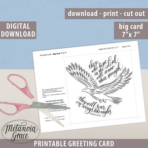 Isaiah 40:31, Soar on Wings Like Eagles, Printable Bible Verse Card ...