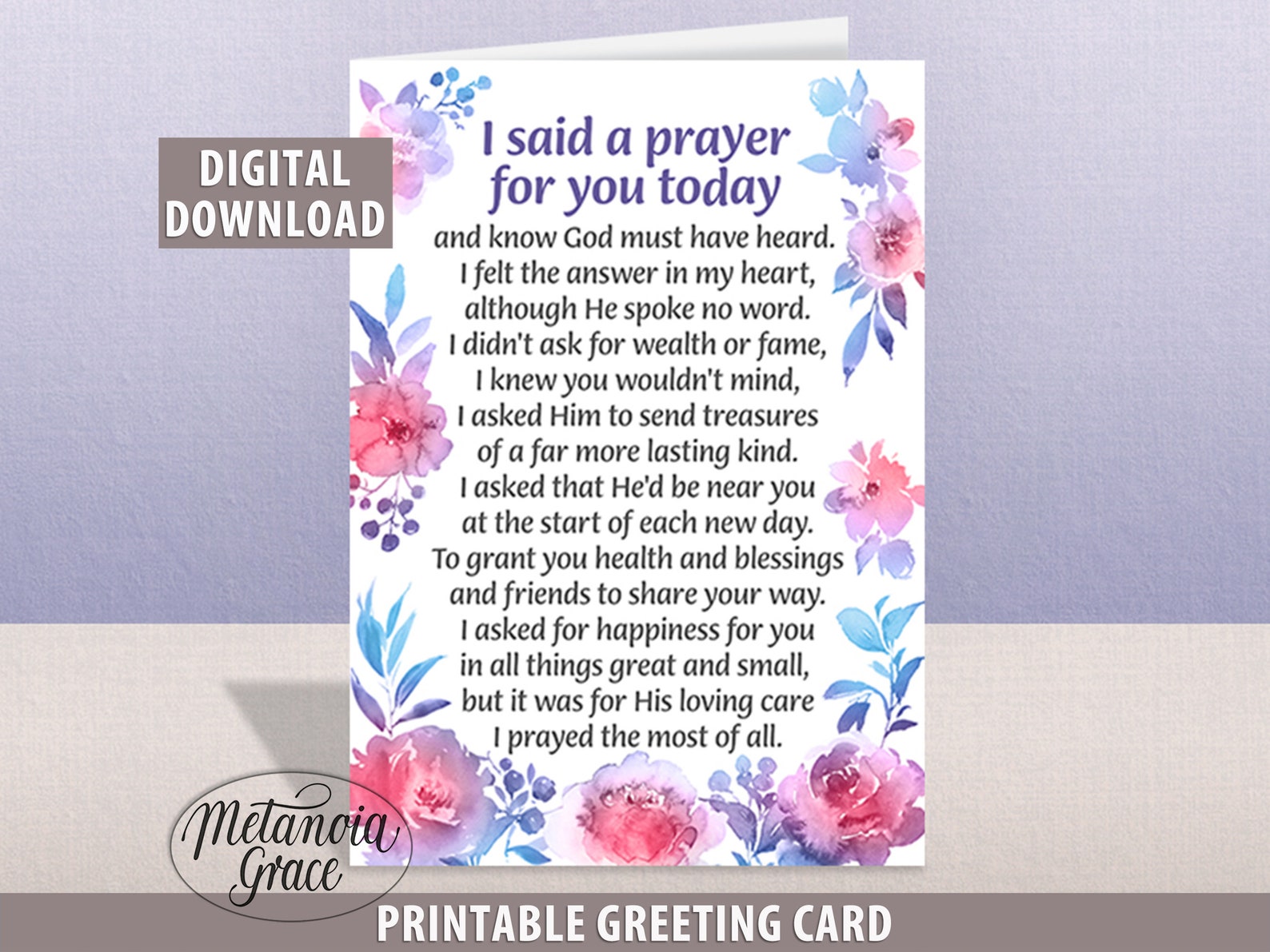 I Said a Prayer for You Today, Printable Prayer Greeting Card, Prayer ...