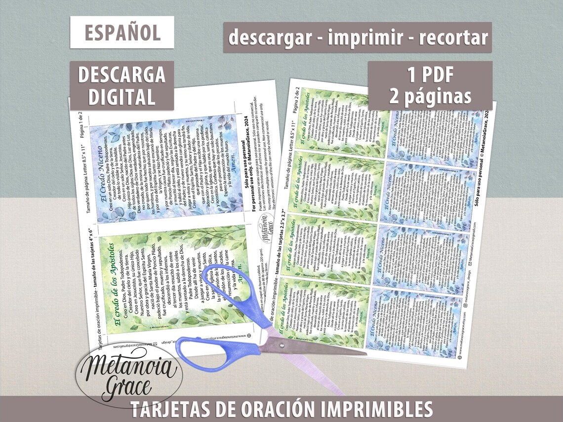 Spanish Creeds Printable Cards, Credo De Los Apostoles, Credo Niceno ...