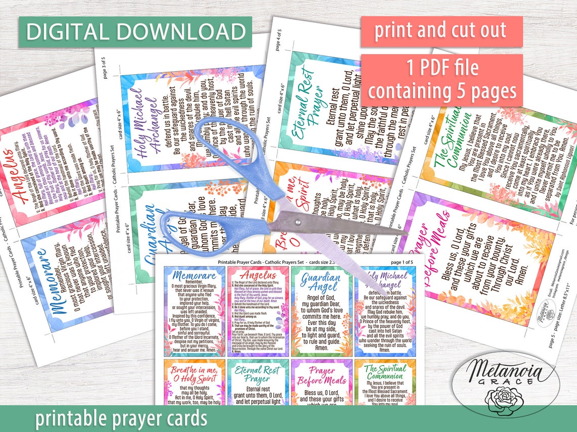 Printable Catholic Prayers Set Memorare Angelus Eternal - Etsy