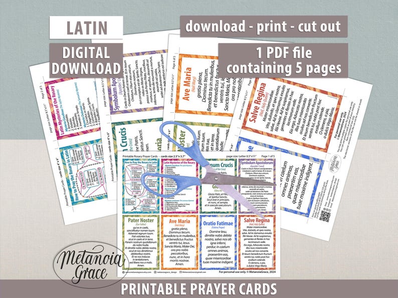 Latin Rosary Printable Prayer Cards, How to Pray the Rosary in Latin ...