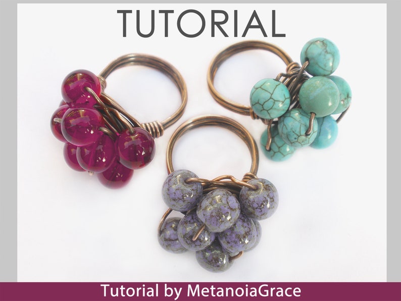 Wirewrapped Ring Tutorial, Beading Jewelry Tutorial, Cluster Ring Tutorial, Handmade Ring ...