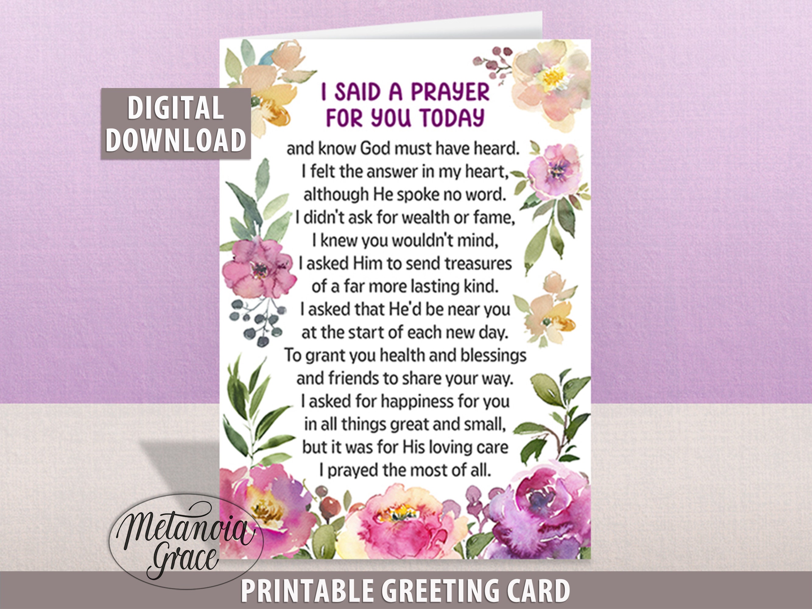 I Said a Prayer for You Today, Printable Prayer for Friend, Prayer for ...