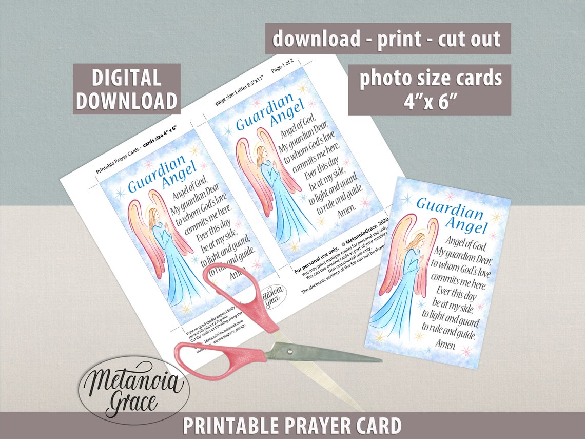 Guardian Angel Prayer, Printable Guardian Angel Card, Angel of God My ...