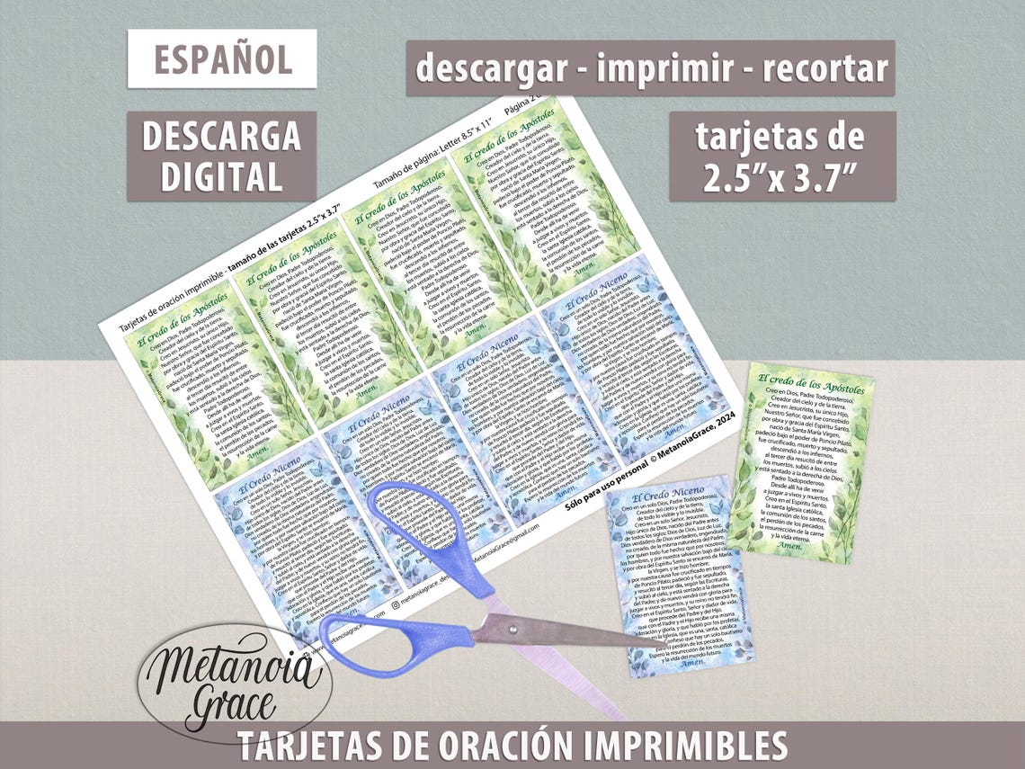 Spanish Creeds Printable Cards, Credo De Los Apostoles, Credo Niceno ...