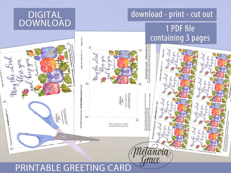 May the Lord Bless You and Keep You, Printable Blessing Note Card ...