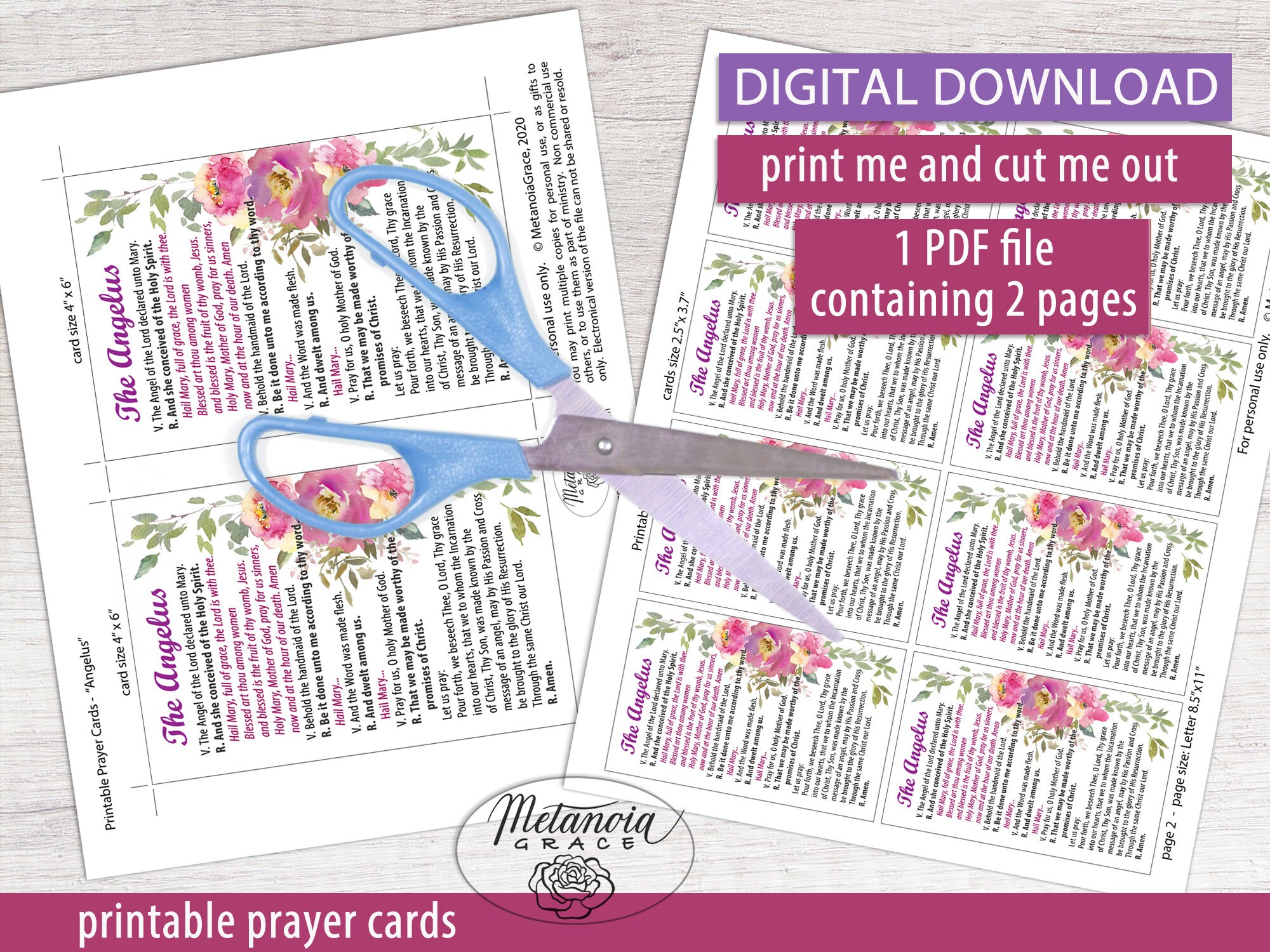 The Angelus Prayer Card the Angelus Holy Card the Angel of - Etsy UK