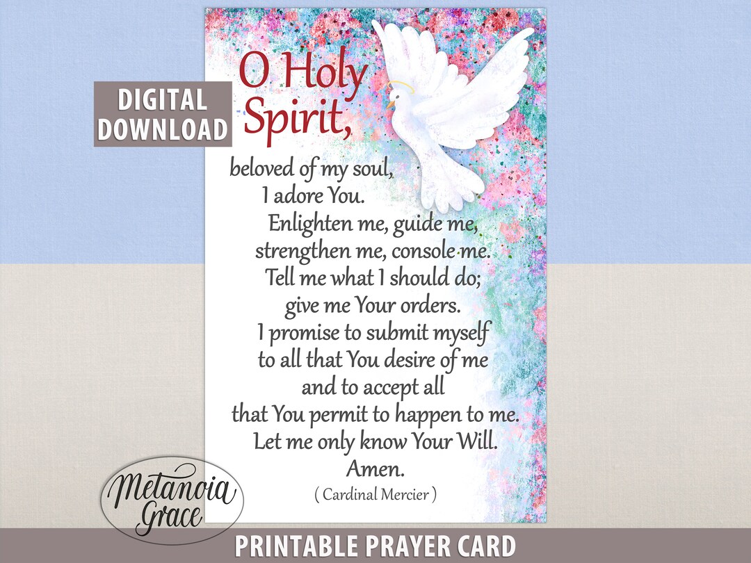 Printable Cardinal Mercier Prayer Card O Holy Spirit Beloved - Etsy UK