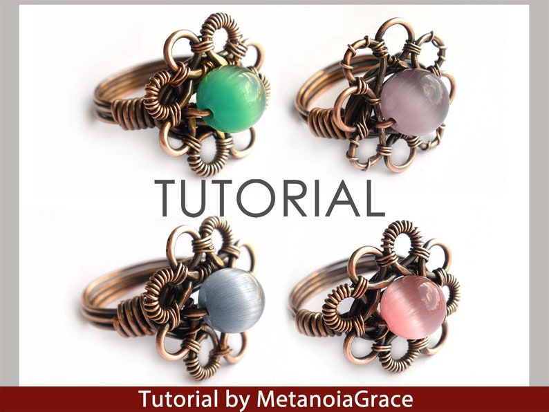 Wire Jewelry Tutorial, Wire Ring Tutorial, Wrapping Tutorial, Jewelry Instructions, Flower Ring ...