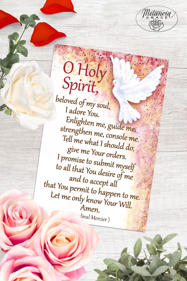 O Holy Spirit Beloved of My Soul Cardinal Mercier Prayer - Etsy