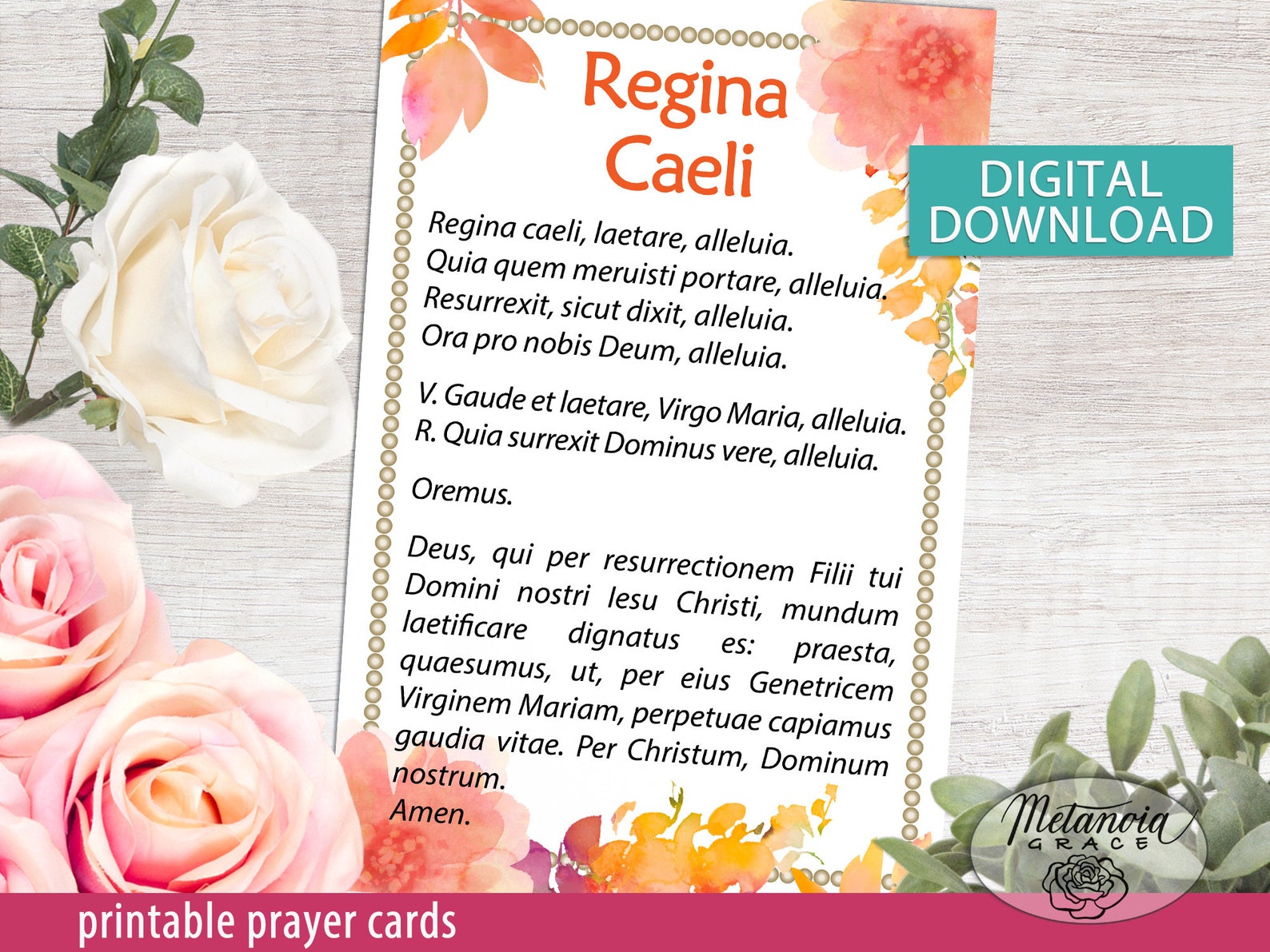 Regina Caeli Queen of Heaven Printable Prayer Card Catholic - Etsy