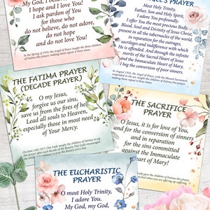 5 Fatima Prayers Cards Set, Our Lady of Fatima Prayer, Angels Prayer ...