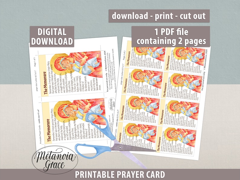 Memorare Prayer Card, Virgin Mary Intercession (digital Download) - Etsy